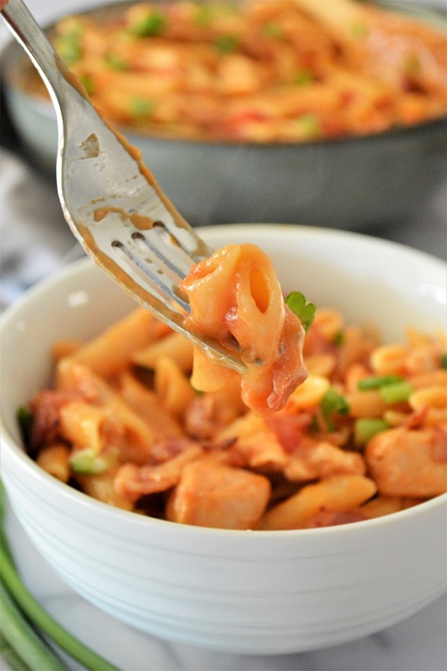 One-Pot Barbecue Chicken Pasta - Onion Rings and Things