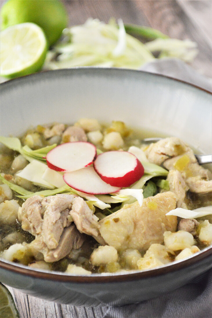 Mexican Chicken Posole Verde - Onion Rings & Things