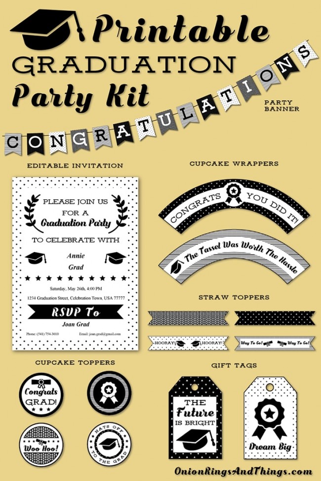 FREE Graduation Party Kit Printables - Onion Rings & Things