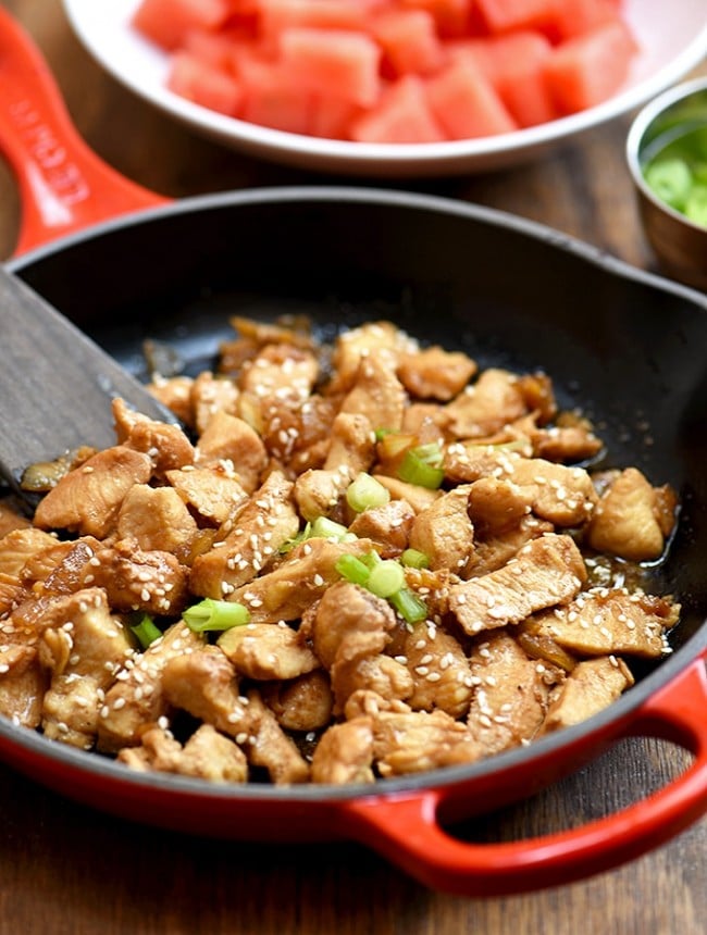 Sesame Chicken and Watermelon - Onion Rings & Things