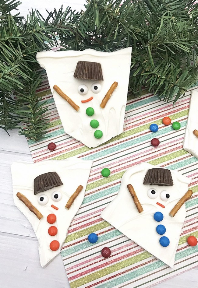 Melted Snowman Chocolate Bark - Onion Rings & Things