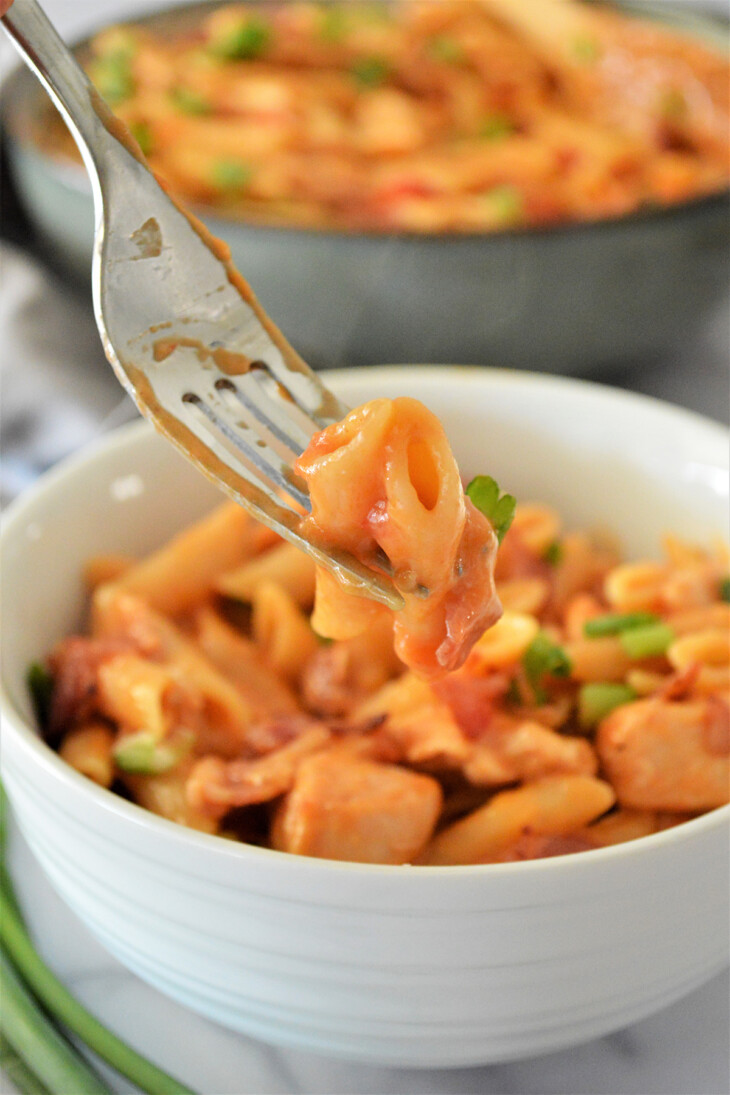 One-Pot Barbecue Chicken Pasta - Onion Rings and Things